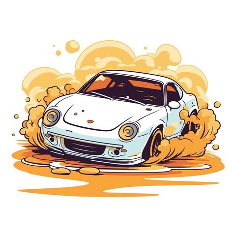 Illustration Of A Sports Car On The Road Cartoon Style 49241663 Vector
