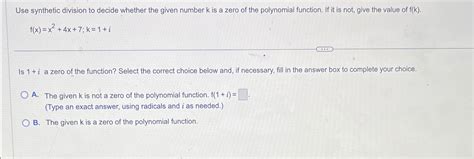 solved use synthetic division to decide whether the given