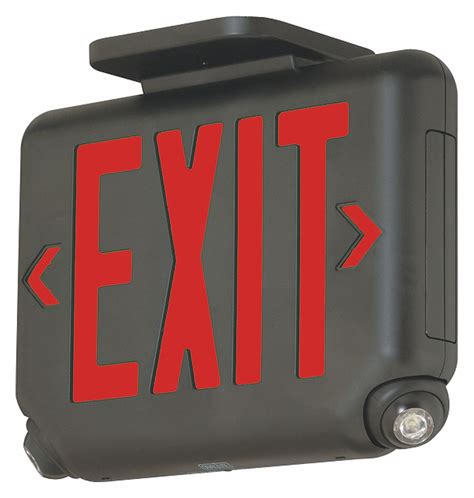 DUAL LITE Exit Sign With Emergency Lights Black Or Faces Red LED Ceiling End Wall