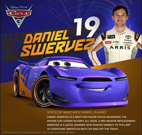 Daniel Suarez Is Daniel Swervez In Disneys Cars 3 Movie Dale