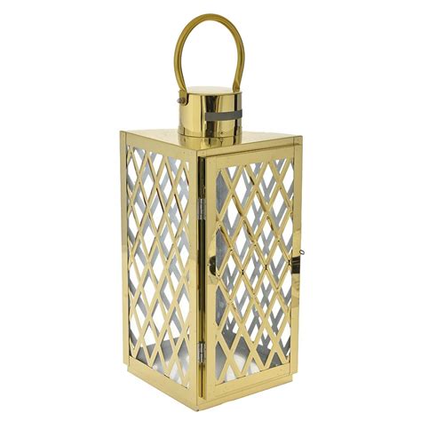 80708 Zlatni Metalni Fenjer 16x16x41 Cm