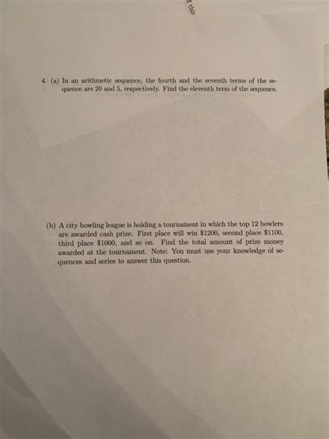 Solved Of This 4 A In An Arithmetic Sequence The Fourth