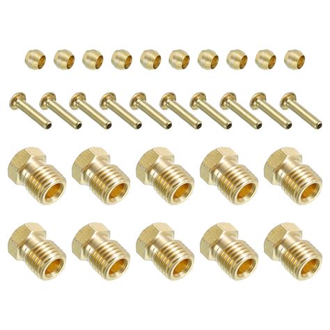 4mm Id 2mm Od Tube Compression Assortment Kit 12 Set Brass Compression Sleeve Ferrule And Insert