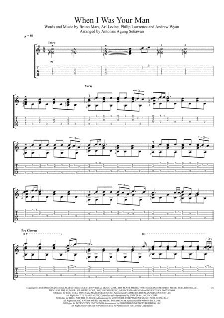 When I Was Your Man Arr Antonius Agung Setiawan By Bruno Mars Sheet
