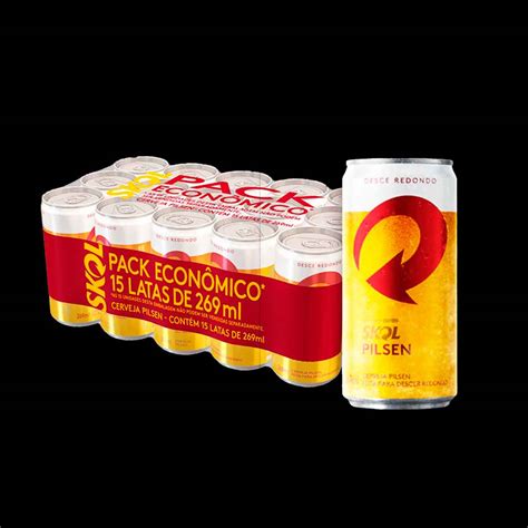 Skol Pilsen Lata Pack Com 15 Unidades De 269ml Drink Bartenders