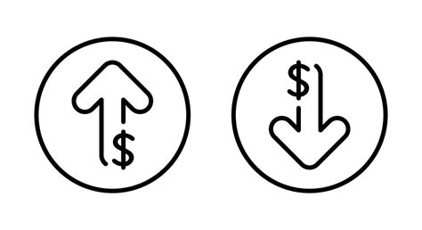 Up And Down Dollar Arrow Outline Icon On Circle Line Increase And