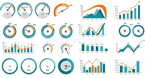 A Diverse Set Of Graphical Elements Illustrates Various Data