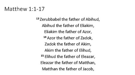 The Genealogy Of Jesus Christ Matthew 1 1