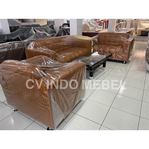 Jual Sofa Kesia 321 Kursi Tamu Minimalis Mewah Hitam Coklat Nugget