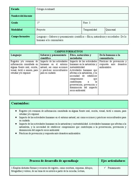 Codiseño De Programa Analitico Pdf Aprendizaje Naturaleza