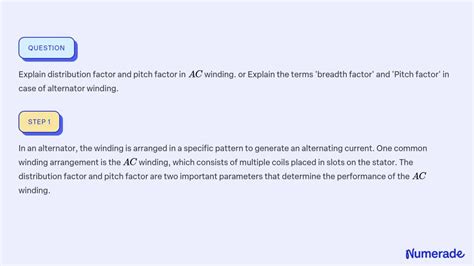 ⏩solvedexplain Distribution Factor And Pitch Factor In A C Winding