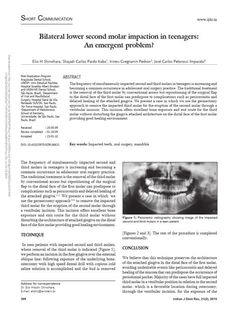 Bilateral Lower Second Molar Impaction In Teenagers Pdf Oral And