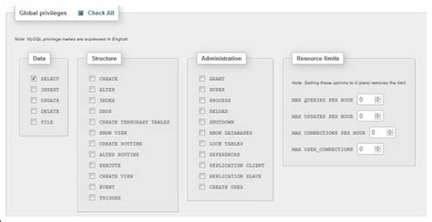 cara membuat hak akses privileges user mysql grant ~ pemrograman web