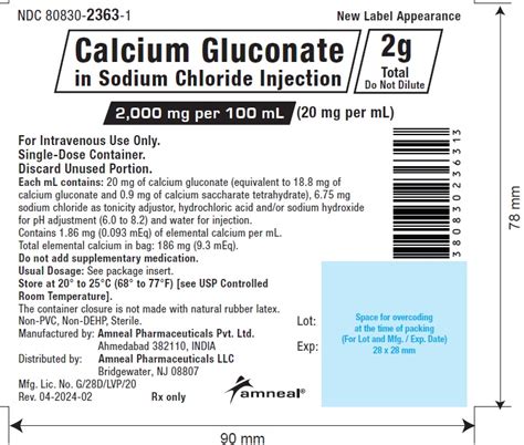 Calcium Gluconate Injection Package Insert