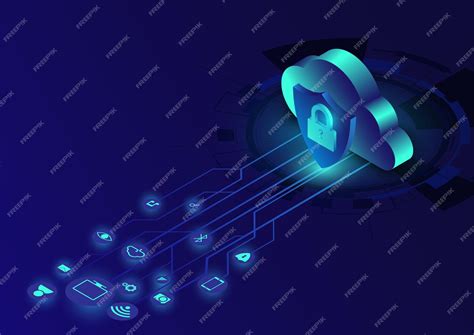 Premium Vector Database Server Cloud Network Isometric Background Data Security Modern Concept