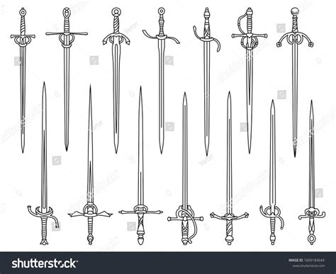 Set Simple Monochrome Vector Images Rapiers Stock Vector Royalty Free