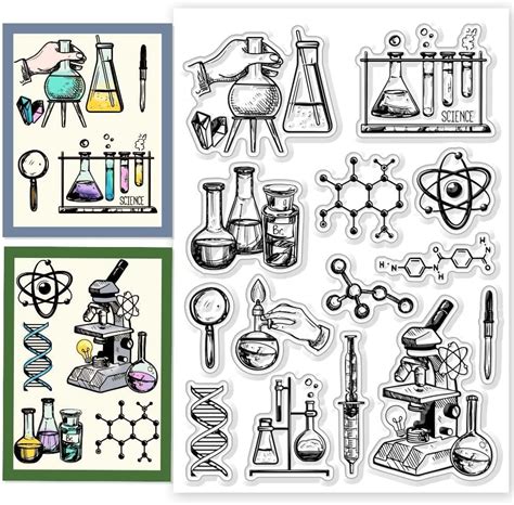 Science Clear Stamps Microscope Stamps Test Tube Pattern Silicone Clear