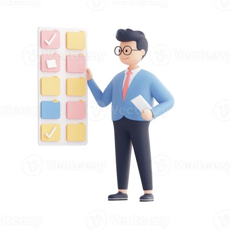 A Businessman Analyzing Tasks With A Colorful Checklist For Productivity 54846623 Png