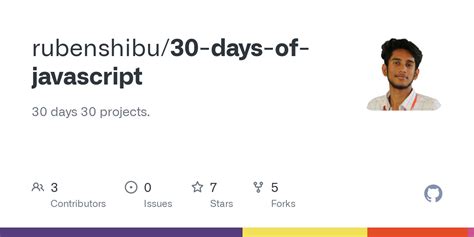 GitHub Rubenshibu 30 Days Of Javascript 30 Days 30 Projects