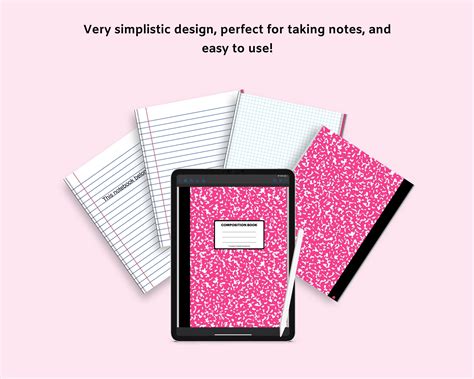 Pink Digital Composition Notebook Ipad Notebook Digital Notebook