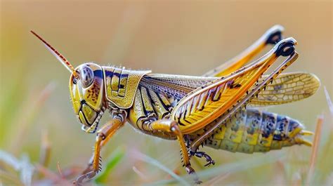 Graceful Leap Portrait Of A Female Grasshopper Premium Ai Generated Image