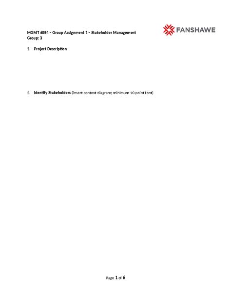 Stakeholder Management Assignment Mgmt 6084 Group Assignment 1