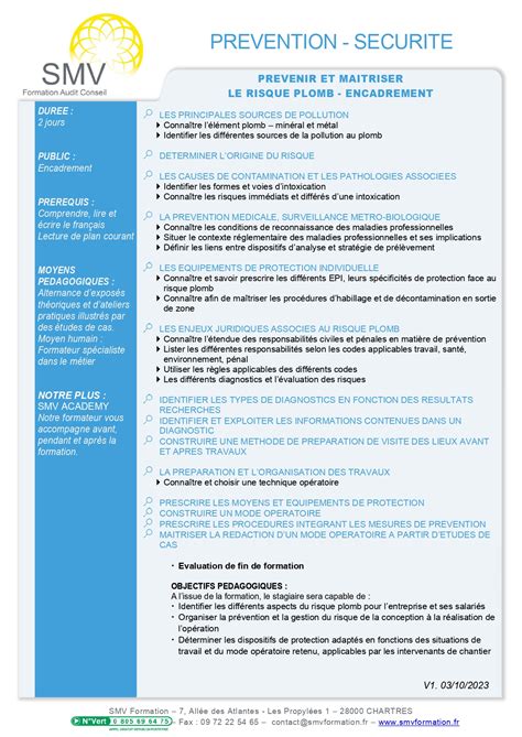 Prévenir Et Maîtriser Le Risque Plomb Encadrement Smv Formation