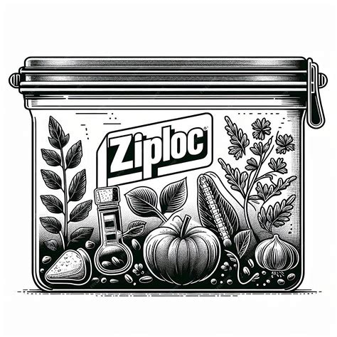 Ziploc Container Silhouette Line Art Vector Illustration On White