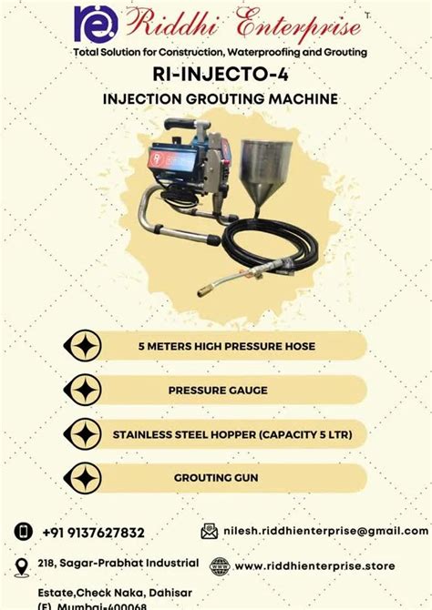 Stainless Steel 20 Meter Ri Injecto 4 Injection Grouting Pump