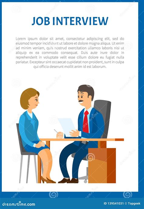 Job Interview Vector Poster Boss Interviewing Stock Vector