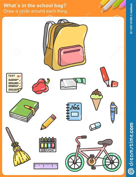 Whats In The School Bag Worksheet For Education