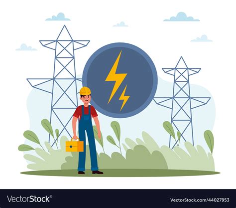 Electric Power Industry Green Infrastructure Vector Image