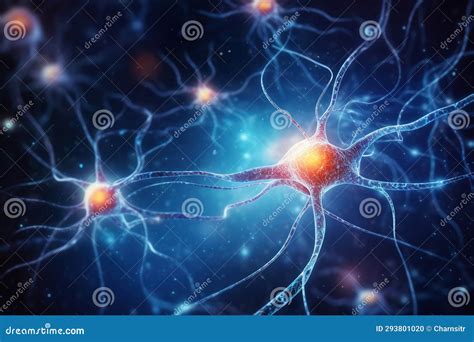 Human Active Nerve Cell Created With Generative Ai Technology Stock