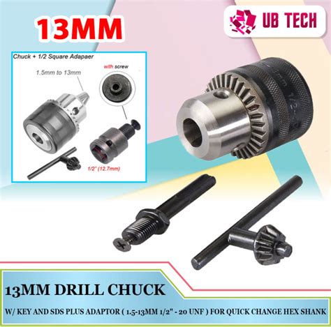 Drill Chuck W Key And Sds Plus Adaptor 15 13mm 12 20 Unf For