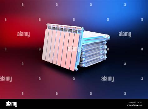 3d Rendering Central Heating Radiators With Many Sections Many White