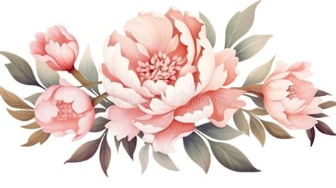 Romantic Blush Arrangement On White Background In Modern Style Stock Illustration