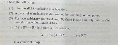 Solved 1 Show The Following 1 The Parallel Translation