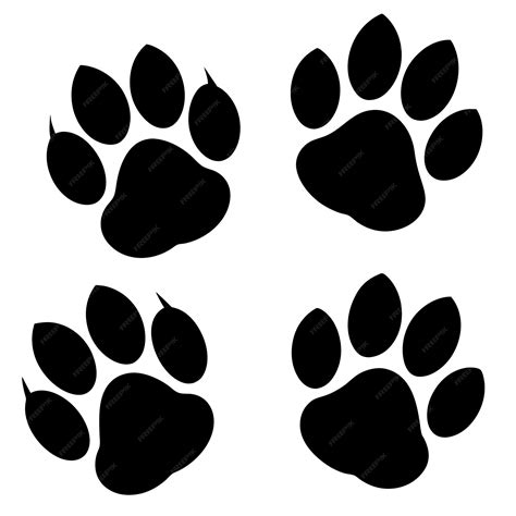 A Black And White Photo Of A Paw Print With A Black Paw Print Premium