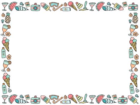 Premium Vector Doodle Beach Elements Frame Simple Rectangular Summer