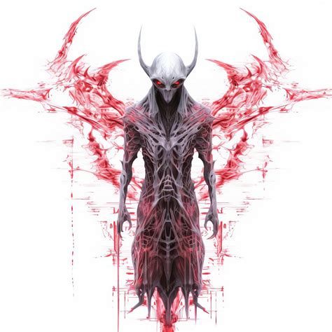 Algorithmic Demon Artwork Isolated On White Background Full Body
