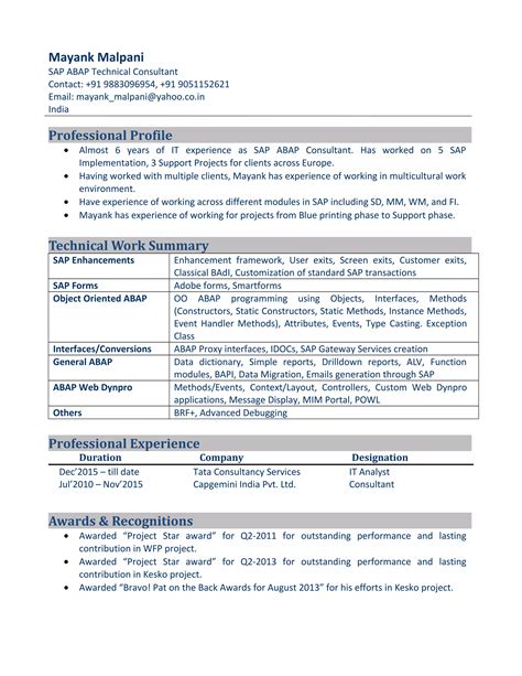 Cvsap Abap Technical Consultantmayank Malpani Doc