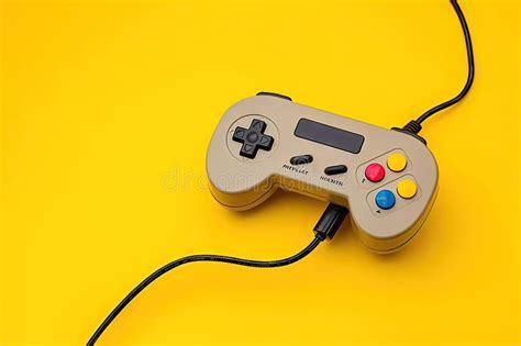 Retro Computer Gaming Controller Bright Yellow Background Stock Illustration Illustration Of