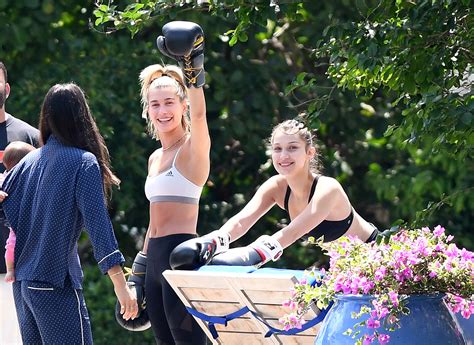 Bella Hadid And Hailey Baldwin In Sports Bras Boxing 50