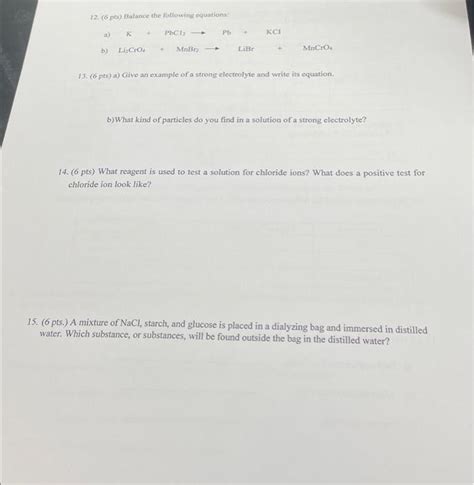 Solved 12 6 Pts Balance The Following Equations K A B