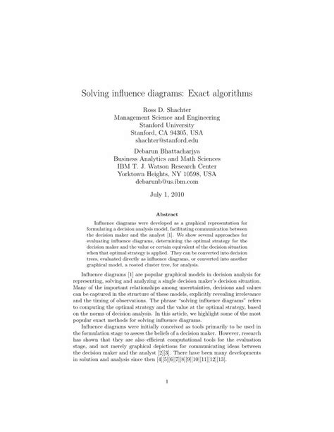 Pdf Solving Influence Diagrams Exact Algorithms Dokumentips
