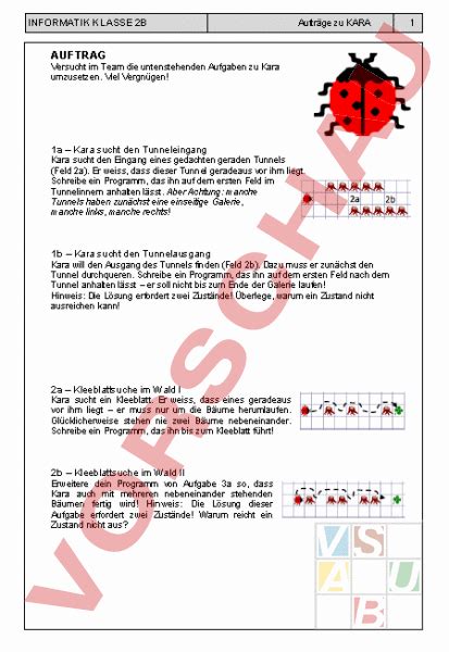 Arbeitsblatt Kara Informatik Programmieren