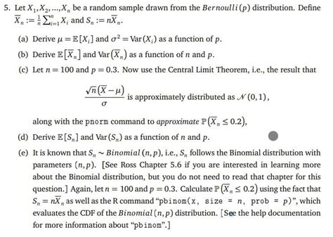 Solved Let X1 X2 … Xn Be A Random Sample Drawn From The