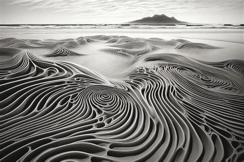 Premium Photo A Beach With A Wave Like Pattern In The Sand