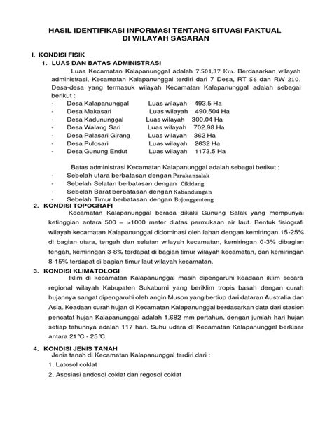 Rencana Kerja Pendataan Atau Inventarisasi Data Di Wilayah Sasaran Januari Pdf