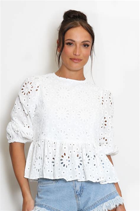 White Broderie Anglaise Peplum Blouse Buy Fashion Wholesale In The Uk